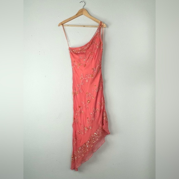 Cache | Dresses | Vintage Nwt Cache Coral Silk Beaded Sequin One ...